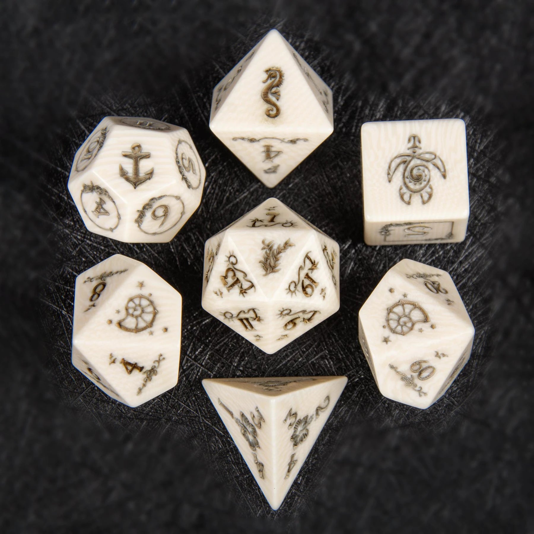 When a Whale Falls, Life Awakens Natural Whale Bone Engraved Dice Set ...